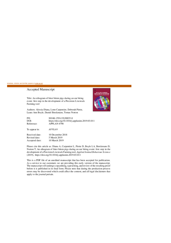 (PDF) An ethogram of biter and bitten pigs during an ear biting event ...