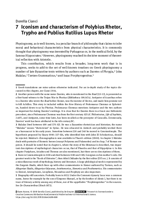 (PDF) 7. Iconism and characterism of Polybius Rhetor, Trypho and ...