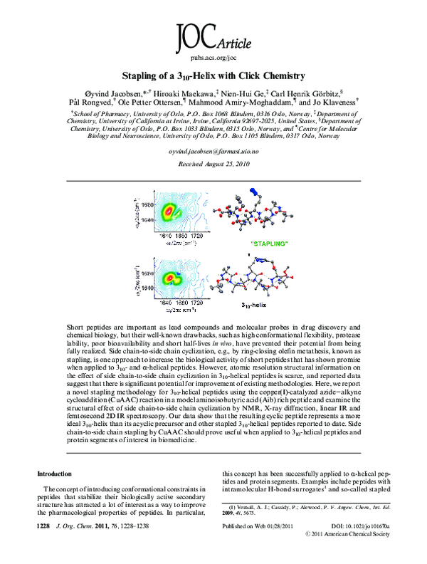 (PDF) Stapling of a 310-Helix with Click Chemistry