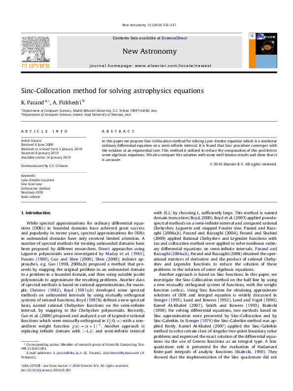 (PDF) Sinc-Collocation method for solving astrophysics equations