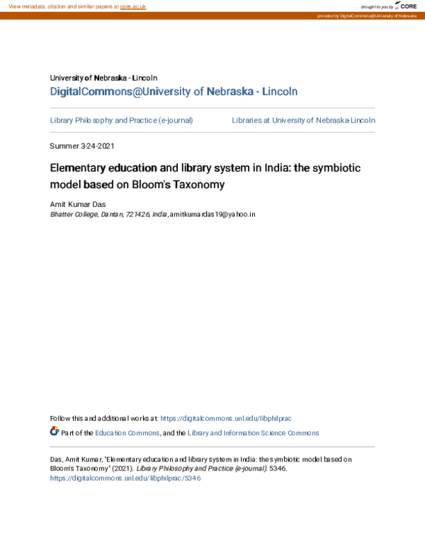 (PDF) Elementary education and library system in India: the symbiotic ...