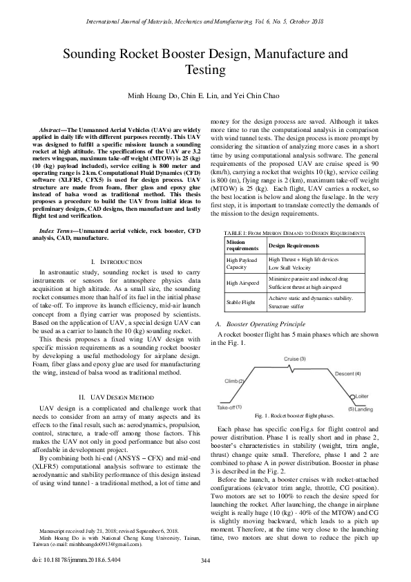 (PDF) Sounding Rocket Booster Design, Manufacture and Testing