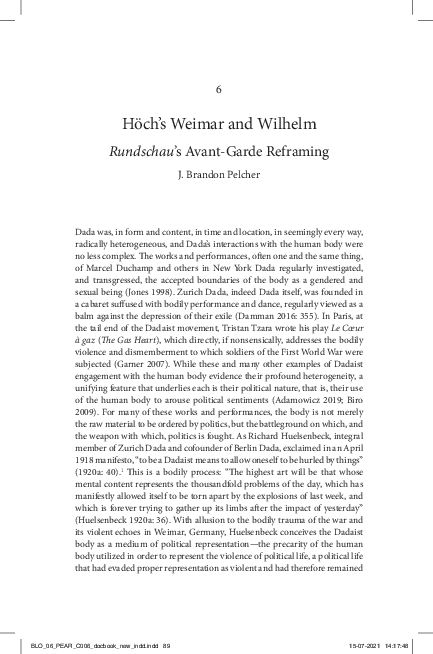 (PDF) Höch's Weimar and Wilhelm: Rundschau's Avant-Garde Reframing