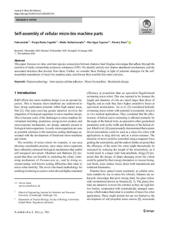 (PDF) Self-assembly of cellular micro-bio machine parts | MD PARVEZ ...