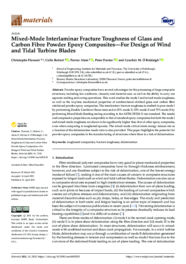 Pdf Mixed Mode Interlaminar Fracture Toughness Of Glass And Carbon Fibre Powder Epoxy