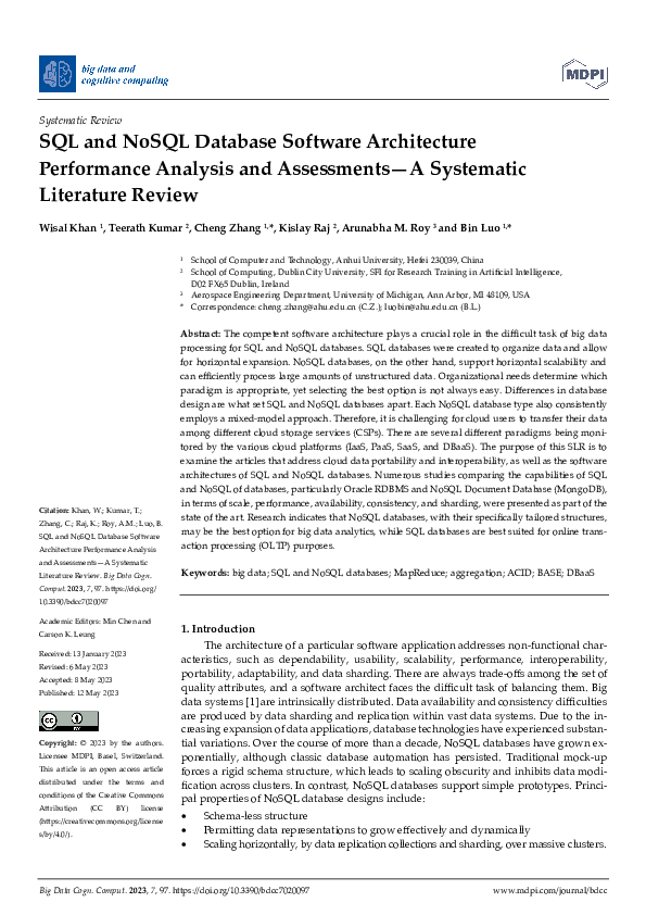 Pdf Sql And Nosql Database Software Architecture Performance Analysis