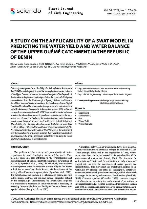 (PDF) A Study on the Applicability of a Swat Model in Predicting the ...
