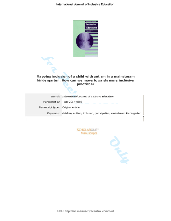 (PDF) Mapping inclusion of a child with autism in a mainstream ...