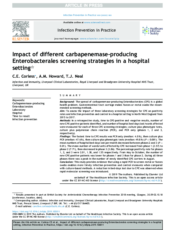 (PDF) Impact of different carbapenemase-producing Enterobacterales ...