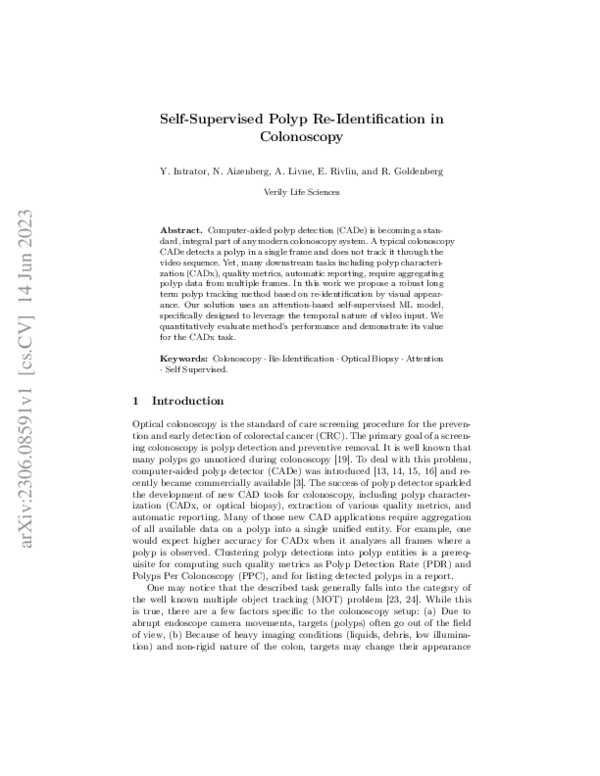 (PDF) Self-Supervised Polyp Re-Identification in Colonoscopy | Roman ... (PDF) Self-Supervised Polyp Re-Identification in Colonoscopy | Roman ...
