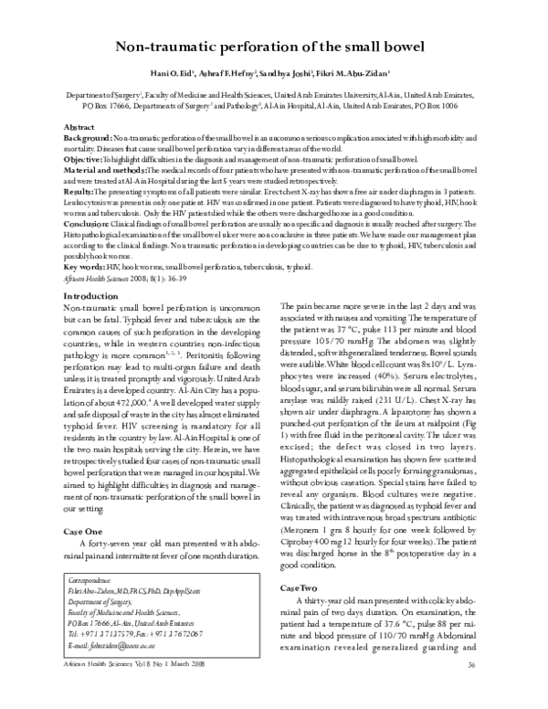 (PDF) Nontraumatic perforation of the small bowel