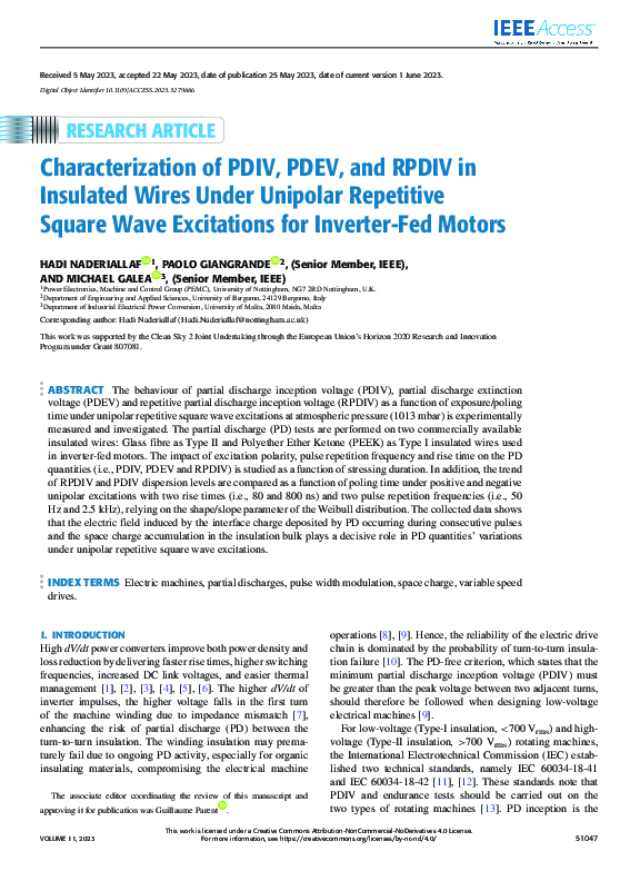(PDF) Characterization of PDIV, PDEV, and RPDIV in Insulated Wires ...