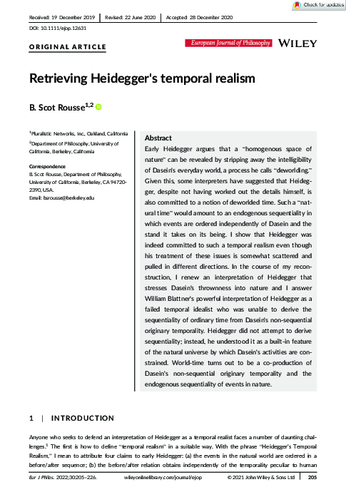 (PDF) Retrieving Heidegger's Temporal Realism