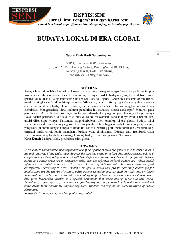 (PDF) Budaya Lokal DI Era Global