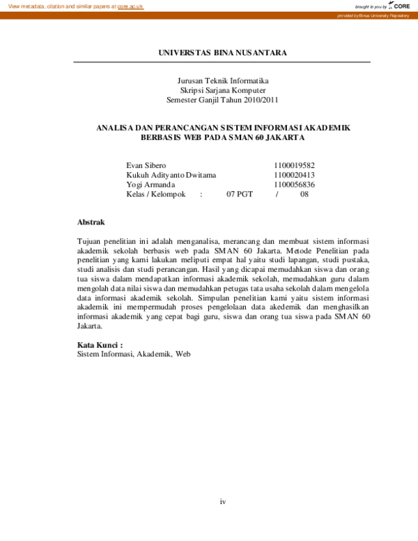 (PDF) Analisa Dan Perancangan Sistem Informasi Akademik Berbasis Web Pada Sman 60 Jakarta | Yogi ...