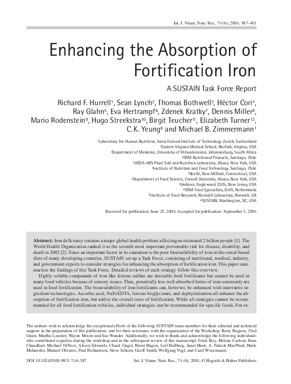 (PDF) Enhancing the Absorption of Fortification Iron