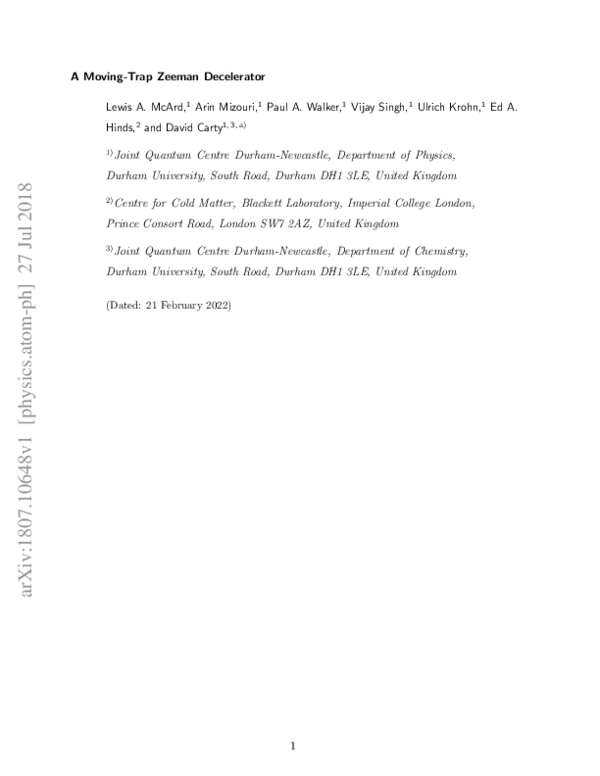 (PDF) A moving-trap Zeeman decelerator