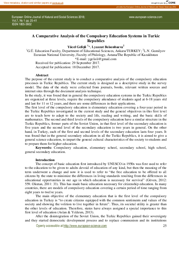 (PDF) A Comparative Analysis of Compulsory Education Laws
