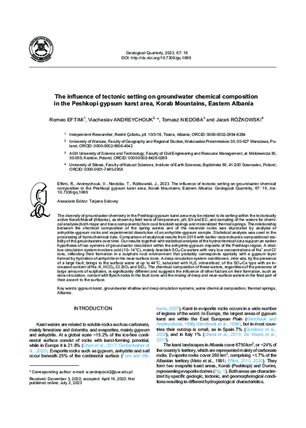 (PDF) The influence of tectonic setting on groundwater chemical ...