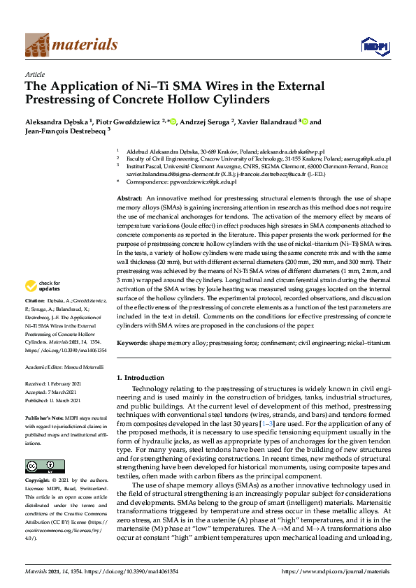 (PDF) The Application of Ni–Ti SMA Wires in the External Prestressing ...