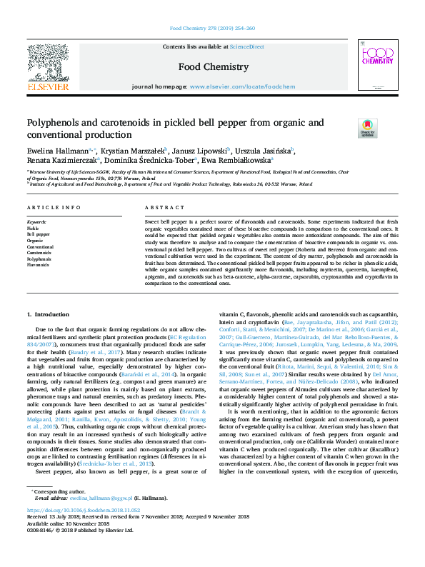 (PDF) Polyphenols and carotenoids in pickled bell pepper from organic ...