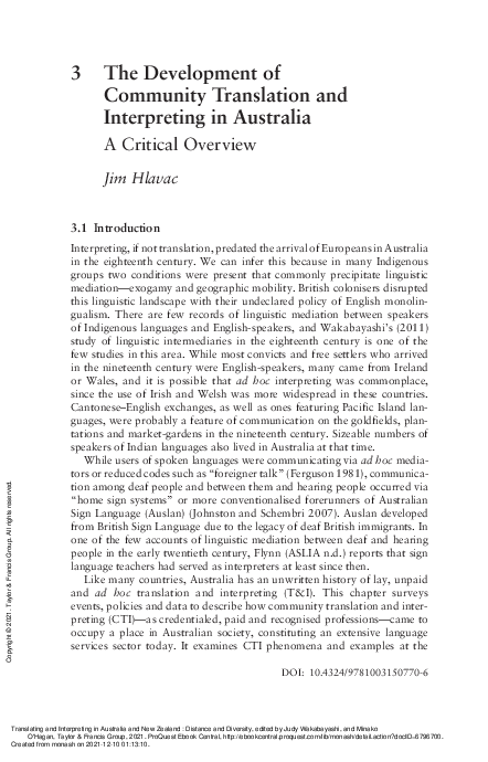 (PDF) The Development of Community Translation and Interpreting in ...