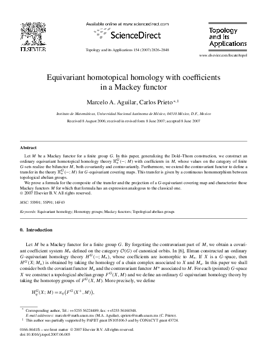 (PDF) Equivariant homotopical homology with coefficients in a Mackey ...