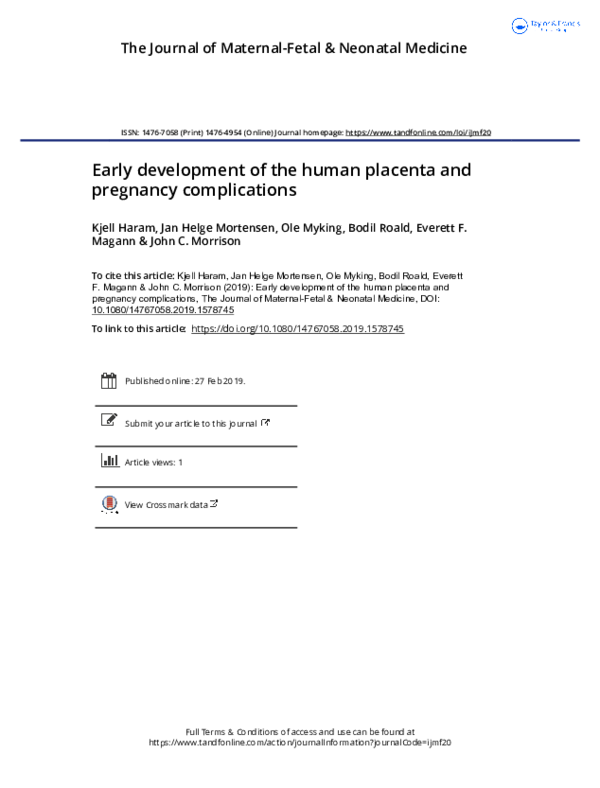 (PDF) Early development of the human placenta and pregnancy ...
