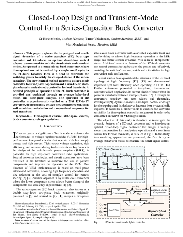 (PDF) Closed-Loop Design and Transient-Mode Control for a Series-Capacitor Buck Converter ...