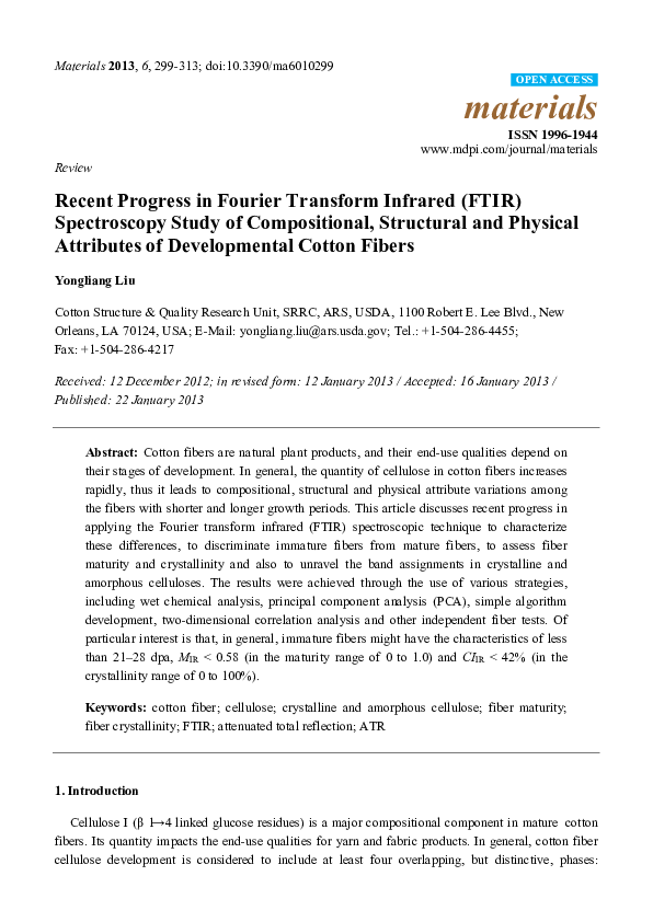 (PDF) Recent Progress in Fourier Transform Infrared (FTIR) Spectroscopy Study of Compositional ...