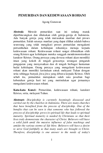 (PDF) Pemuridan Dan Kedewasaan Rohani