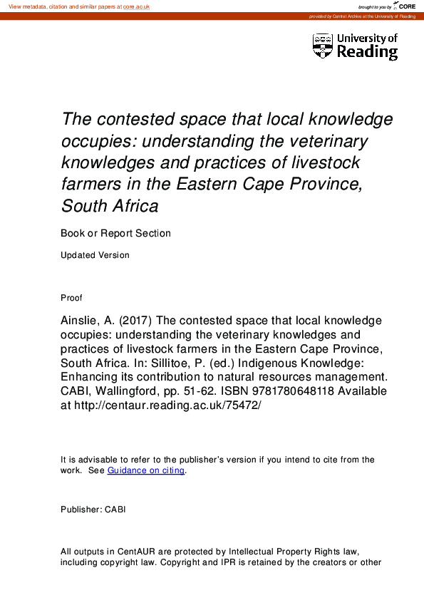 (PDF) The contested space that local knowledge occupies: understanding ...