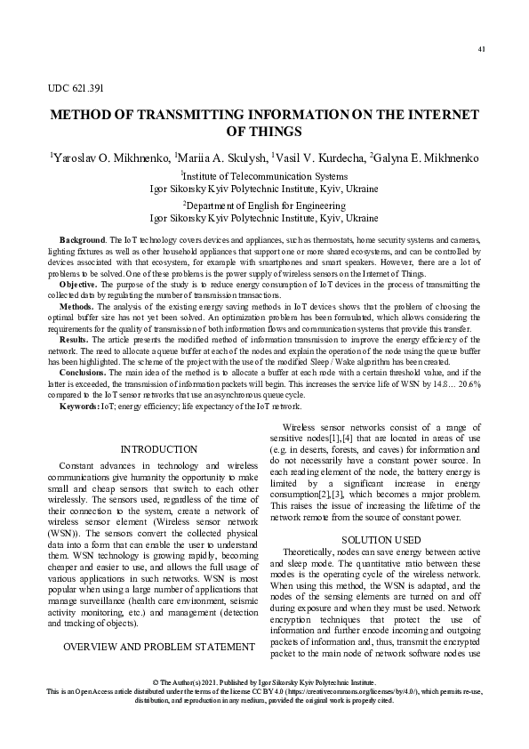 (PDF) Method of Transmitting Information on the Internet of Things