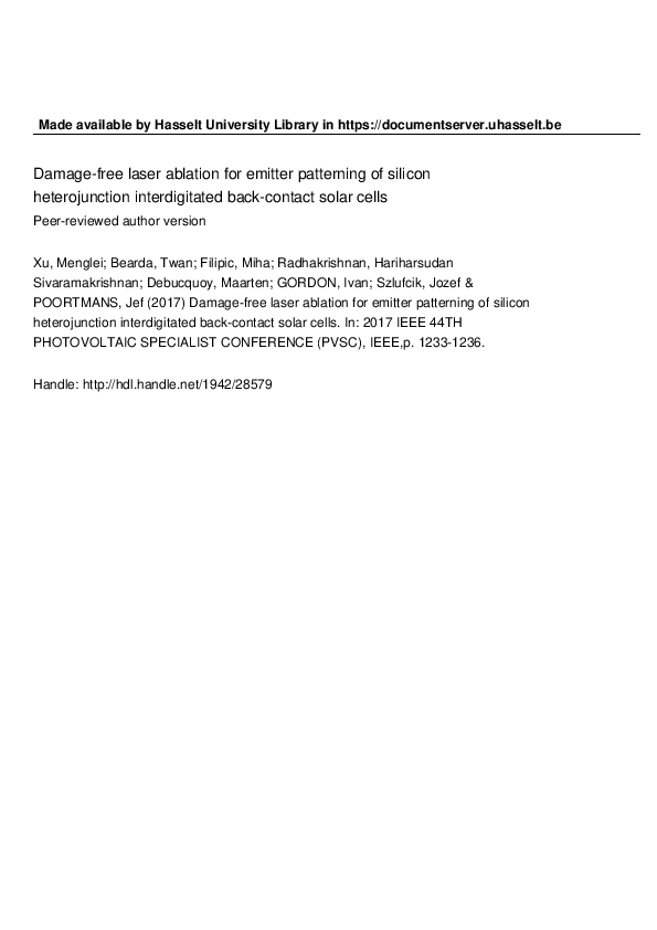 (PDF) Damage-free laser ablation for emitter patterning of silicon ...