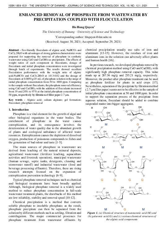 (PDF) Enhanced removal of phosphate from wastewater by precipitation ...