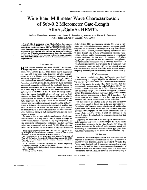 (PDF) Wide-band millimeter wave characterization of sub-0.2 micrometer ...