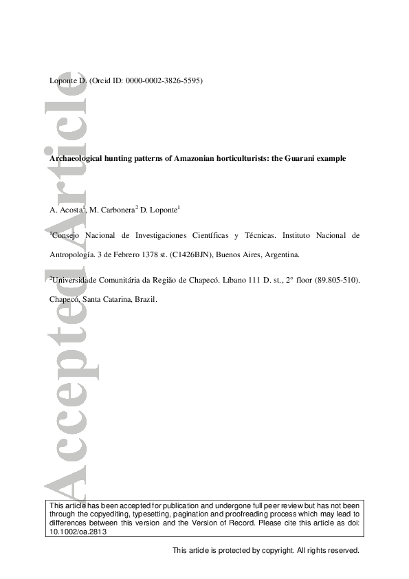 (PDF) Archaeological hunting patterns of Amazonian horticulturists: The ...