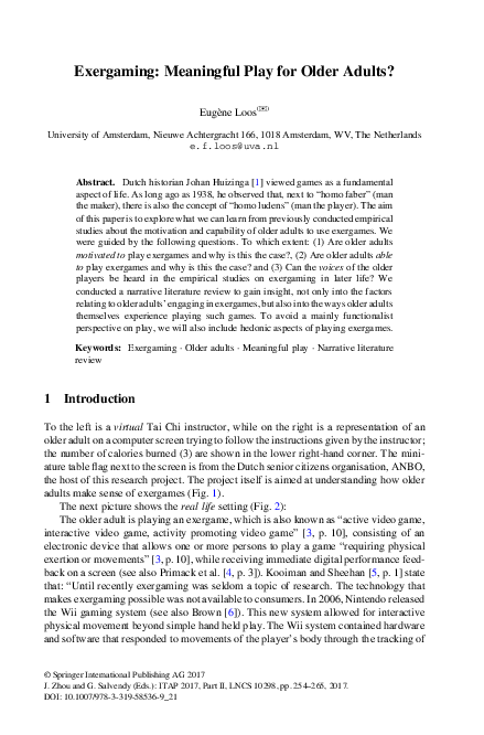 (PDF) Exergaming: Meaningful Play for Older Adults?
