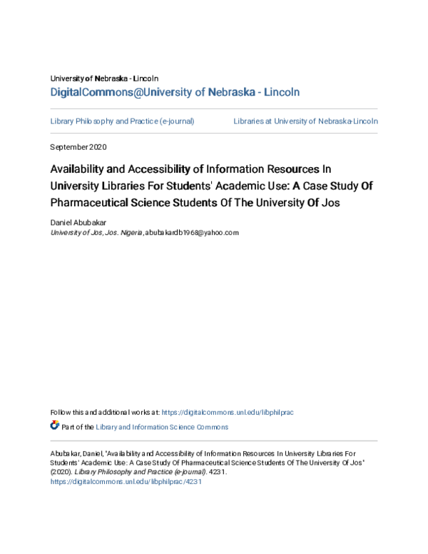 (PDF) Availability and Accessibility of Information Resources In ...