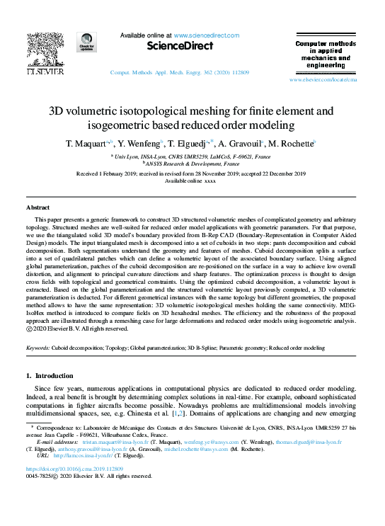 (PDF) 3D volumetric isotopological meshing for finite element and isogeometric based reduced ...