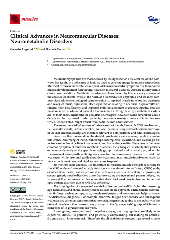 (PDF) Clinical Advances in Neuromuscular Diseases: Neurometabolic ...