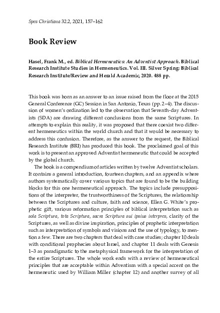 (PDF) Hasel, Frank M., ed. Biblical Hermeneutics: An Adventist Approach ...
