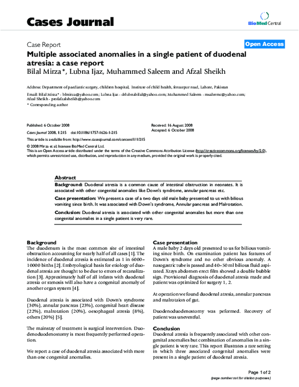 (PDF) Multiple associated anomalies in a single patient of duodenal ...