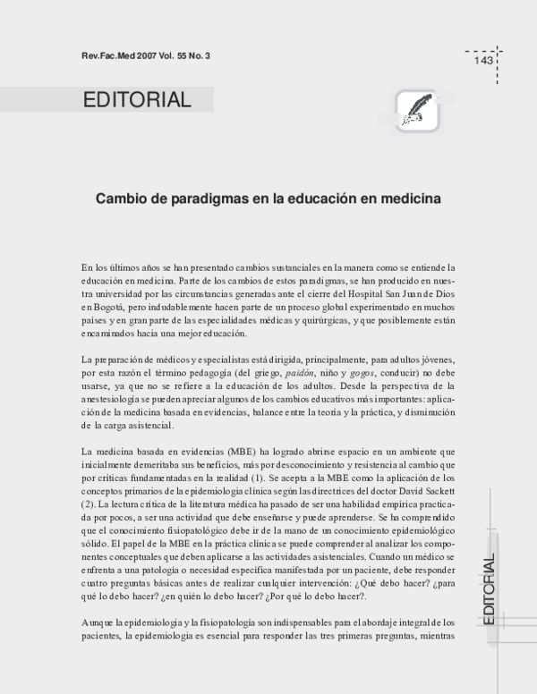 (PDF) Cambio de paradigmas en la educación en medicina