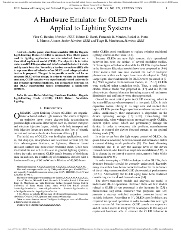 (PDF) A Hardware Emulator for OLED Panels Applied to Lighting Systems
