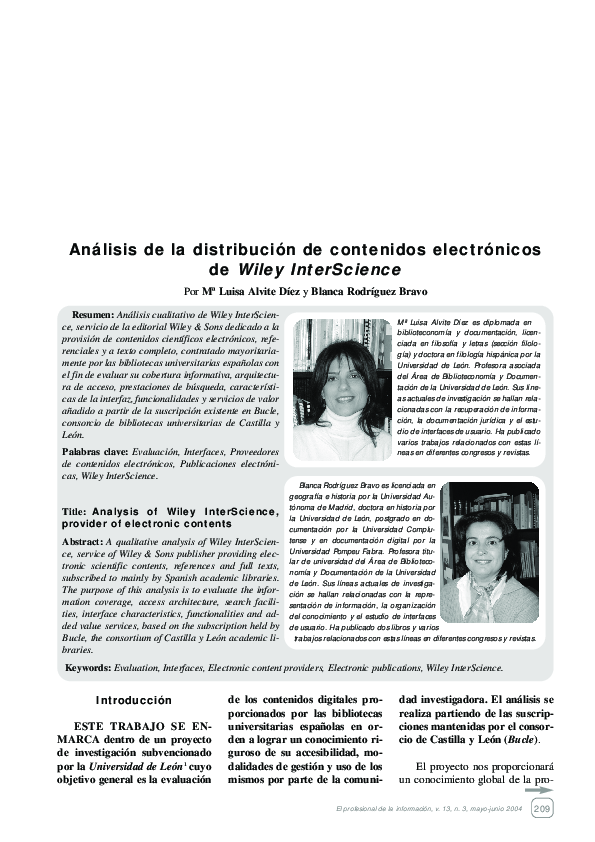 (PDF) Análisis de la distribución de contenidos electrónicos de Wiley ...