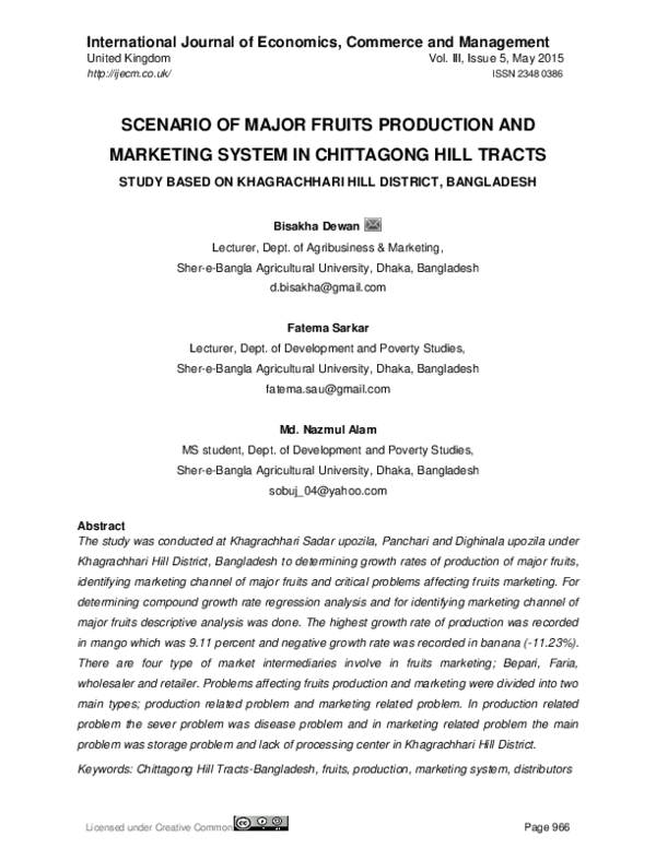 (PDF) Scenario of Major Fruits Production and Marketing System in ...