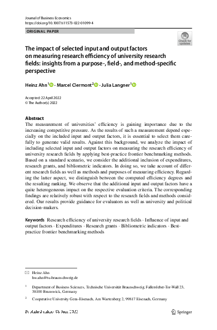(PDF) The impact of selected input and output factors on measuring ...