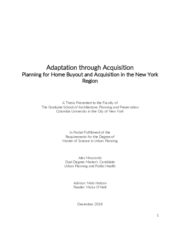 (PDF) Adaptation through Acquisition: Planning for Home Buyout and ...