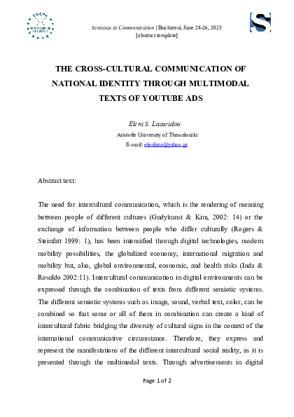 (DOC) “Semiosis in Communication Challenges of Multimodality in the Digital Age”. Bucharest ...